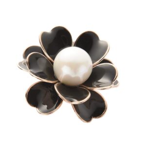 women's flower pearl enamel brooch pins for ladies jewelry