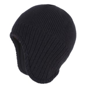 connectyle outdoor men's daily beanie hat warm snow ski cap winter fleece earflap watch hat black