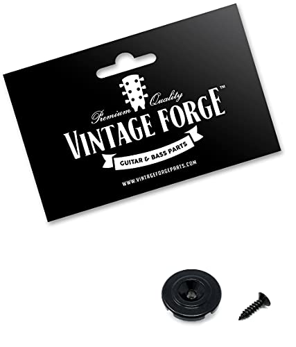 Vintage Forge Black Round Slotted String Retainer Guide Tree for Fender Precision Jazz Style Bass Guitars and Others with Screw BSR50-BLK