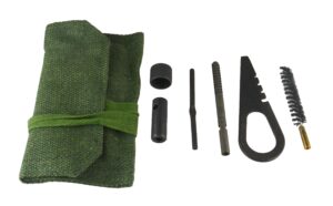 mosin nagant cleaning kit and tools, regular green pouch hold the 6pc set including brush, jag, cleaning rod attachment,rod go through cap, etc.