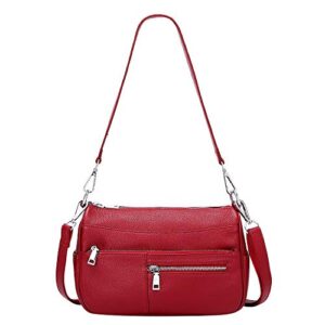 over earth genuine leather shoulder bag small crossbody handbags for women ladies purse(o131e wine red)