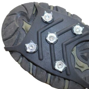 Ice Grips Walk Traction Cleats 8 Teeth Ice Cleat Snow Grippers Non-Slip Over Shoe Rubber Spikes Crampons Anti Slip Crampons Slip-on Stretch Footwear Ice Grips Walking Grip Spike for Men Women Children