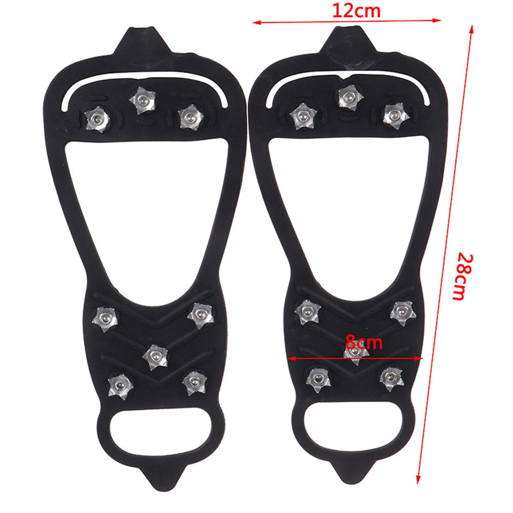 Ice Grips Walk Traction Cleats 8 Teeth Ice Cleat Snow Grippers Non-Slip Over Shoe Rubber Spikes Crampons Anti Slip Crampons Slip-on Stretch Footwear Ice Grips Walking Grip Spike for Men Women Children