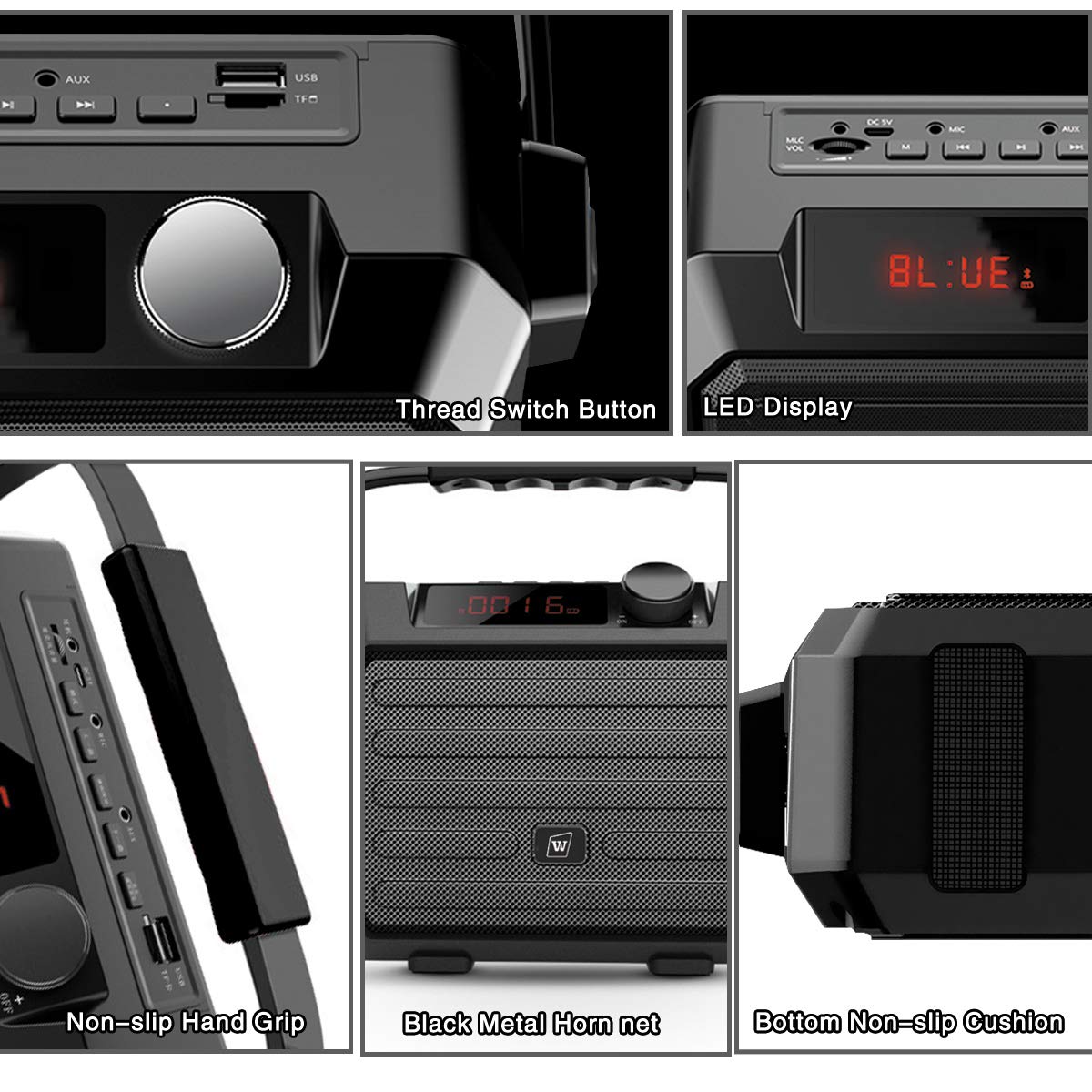 W WINBRIDE Wireless Voice Amplifier for Teachers, 30W Portable PA Speaker System, Wireless Microphone for Classroom Teachers Fitness Instructor, Bluetooth Headset and Speaker Echo| Record| FM| TWS| H5