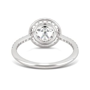 Charles & Colvard 14K White Gold Moissanite 7mm Duet Rose Halo Ring-size 5.5 1.56cttw DEW