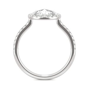 Charles & Colvard 14K White Gold Moissanite 7mm Duet Rose Halo Ring-size 5.5 1.56cttw DEW