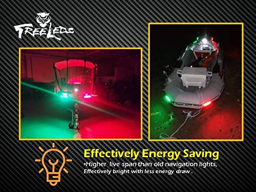 Tree Leds Marine Boat led Navigation Stern Bow Lights Waterproof for Boat, Kayak, Starboard, Small & Big Watercraft 12V DC Red and Green Stripe Kit Long-Life Lenses Durability