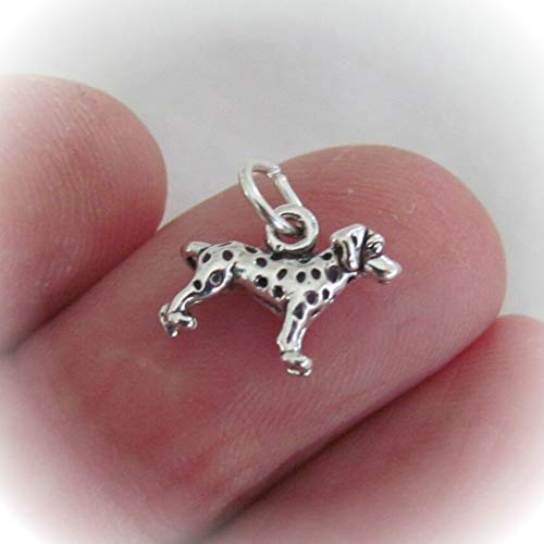 Charm Crazy Sterling Silver Tiny 3D Dalmatian Dog Puppy Charm Pendant Bracelet Jewelry