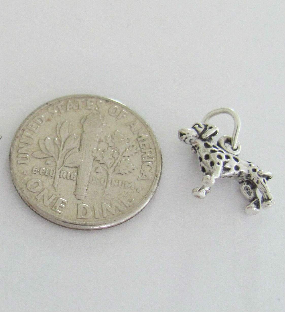 Charm Crazy Sterling Silver Tiny 3D Dalmatian Dog Puppy Charm Pendant Bracelet Jewelry