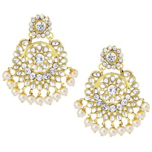 Aheli Elegant Wedding Party Wear Faux Kundan Studded Short Necklace Earrings with Maang Tikka Set Indian Ethnic Bollywood Fashion Jewelry for Women