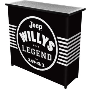 trademark global portable bar-collapsible indoor outdoor, pop-up drink station with jeep willys legend black-patio, garage or man cave accessories