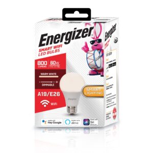 Energizer Connect Smart A19 LED Warm White Light Bulb with Voice Control and Remote Access Through Your Smartphone | Compatible with Alexa and Google Assistant