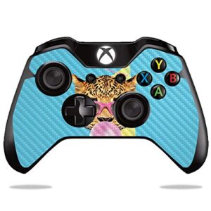 mightyskins carbon fiber skin for microsoft xbox one or one s controller - bubble gum cheetah | protective, durable textured carbon fiber finish | easy to apply, remove | made in the usa