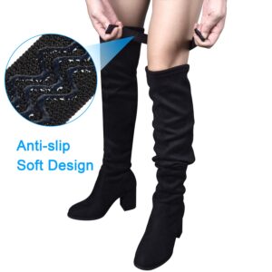 Wisdompro Boot Straps, 1 Pair Knee Boot Straps of Elastic Adjustable Belt, plus Extra 12 Pcs Adhesive Tape Hook Sticker for fall-off prevention