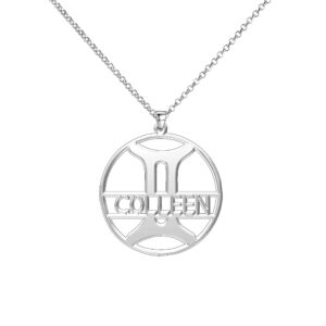 loenme jewelry silver plated gemini women sterling silver name personalized picture stone custom colleen necklace