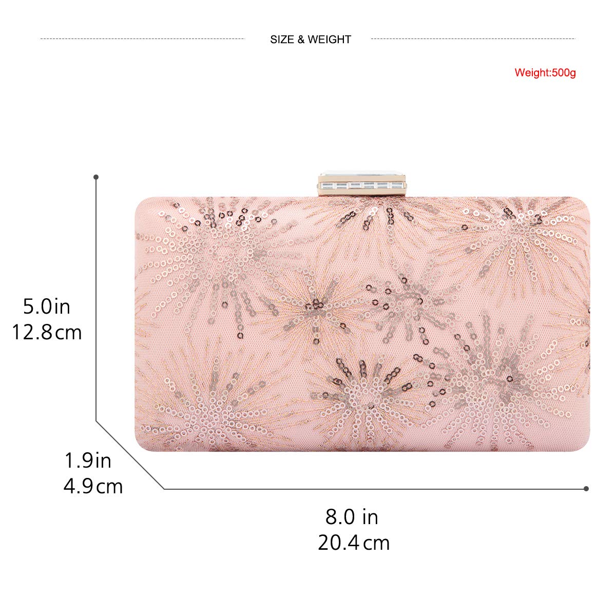 Fawziya Evening Clutch Rhinestone Sequin Fireworks Embroidered Novelty Oversized Purses For Women Formall-Champagne