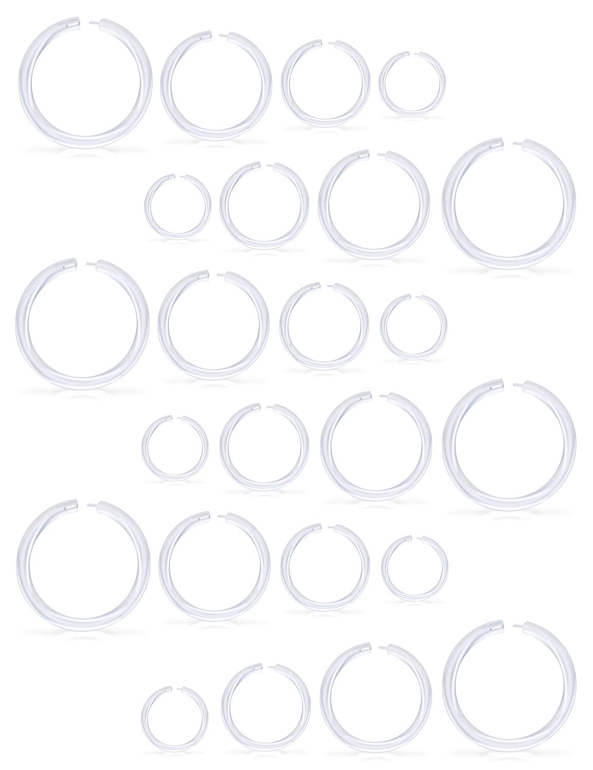 SCERRING 16G Septum Jewelry Retainer Bioflex Flexible Clear Acrylic Clicker Nose Hoop Ring Cartilage Daith Tragus Rings Body Piercing Jewelry 24PCS