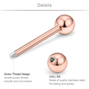 SCERRING 14G Nipple Rings Stainless Steel Nipplerings CZ Heart Tongue Shield Barbell Rings Retainer Body Piercing Jewelry for Women 9/16Inch 11 Pairs Rose Gold