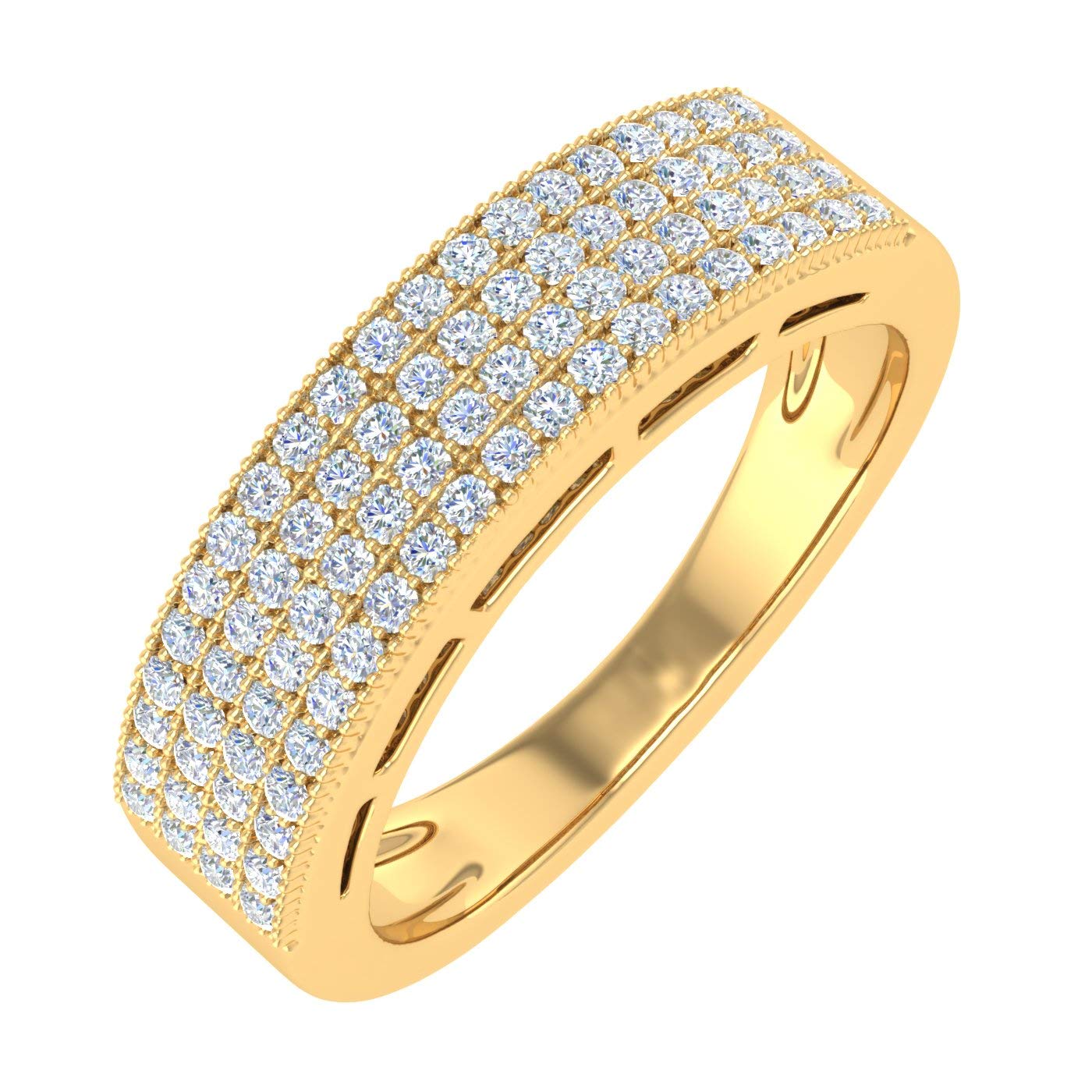 1/2 Carat Diamond Wedding Band Ring in 10K Yellow Gold (Ring Size 5.5) - IGI Certified