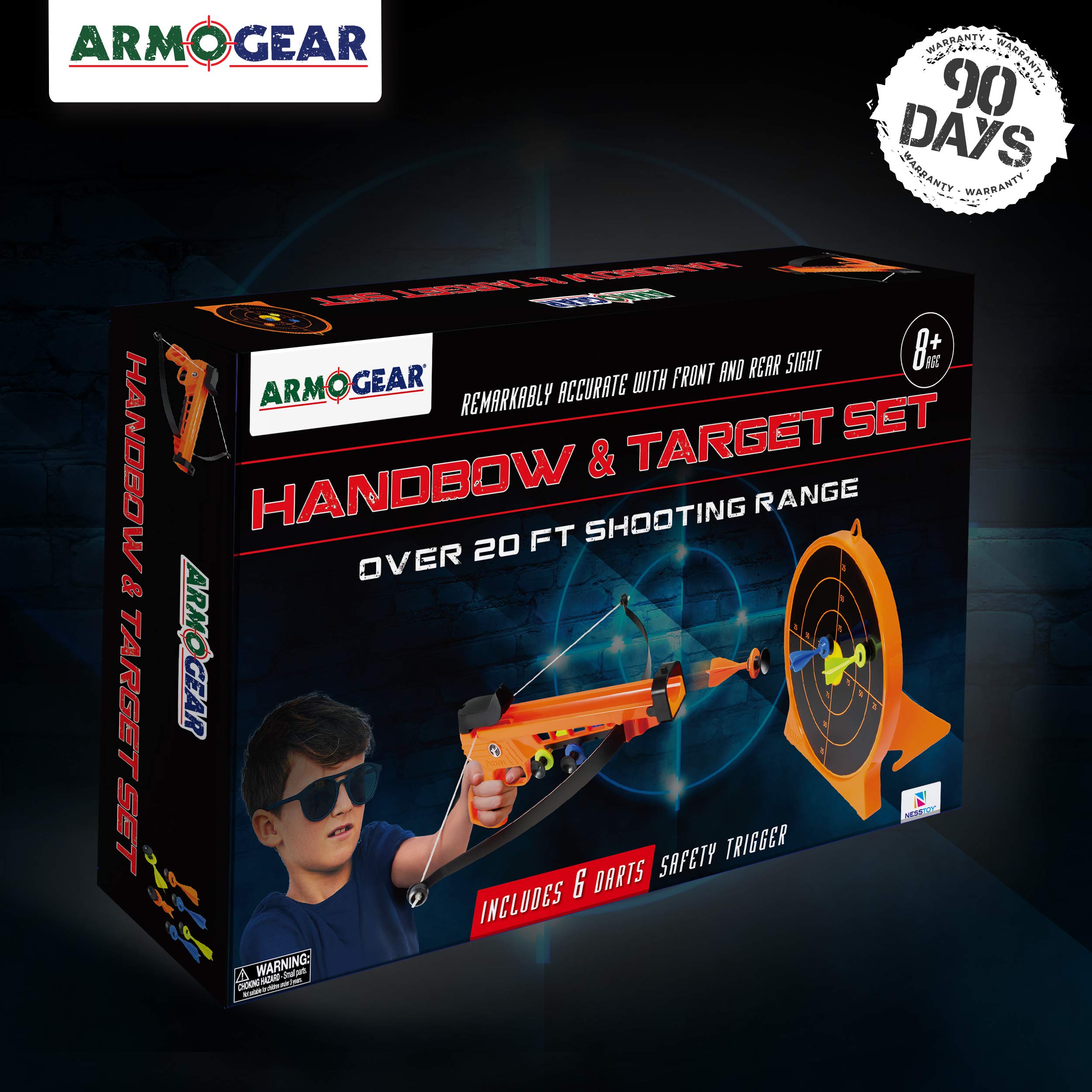 ArmoGear Bow & Arrow Archery Set | Includes Blaster Bow, 6 Suction Darts, Shooting Target | Great Crossbow Toy for Kids | Indoor & Outdoor Play Toy for Kids Boys & Girls