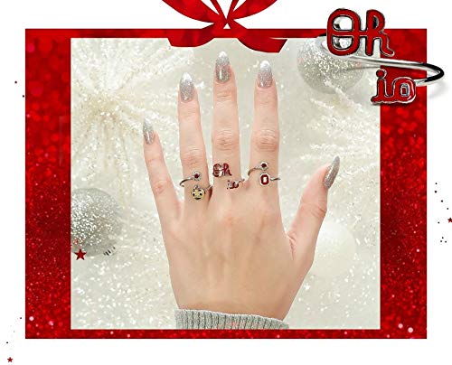 Ohio State Ring | Ohio State Buckeye Jewelry | OSU Jewelry | OSU Ring | Perfect Ohio State Gift for Christmas and Graduation (Three Ring Set - Block O, Brutus, OH-IO rings)