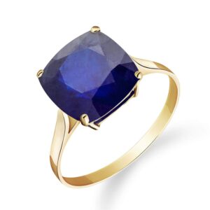 galaxy gold gg 14k solid yellow gold ring natural cushion 4.83 carat sapphire (9.0)