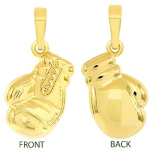 Jewelry America High Polish 14k Yellow Gold 3D Single Boxing Glove Charm Sports Pendant Necklace, 22"