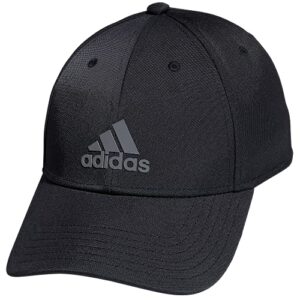 adidas men's decision structured low crown adjustable fit hat, black/onix grey, one size