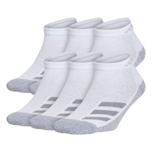 adidas unisex child kids-boy's/girl's cushioned angle stripe (6-pair) low cut sock, white/grey/light onix grey, large us