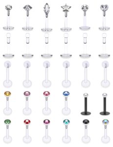 scerring 16g lip rings bioflex flexible acrylic labret monroe lip rings nail tragus helix earrings studs ring medusa piercing jewelry retainer 8mm 30pcs