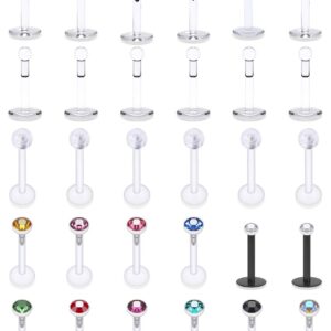 SCERRING 16g Lip Rings Bioflex Flexible Acrylic Labret Monroe Lip Rings Nail Tragus Helix Earrings Studs Ring Medusa Piercing Jewelry Retainer 8mm 30PCS