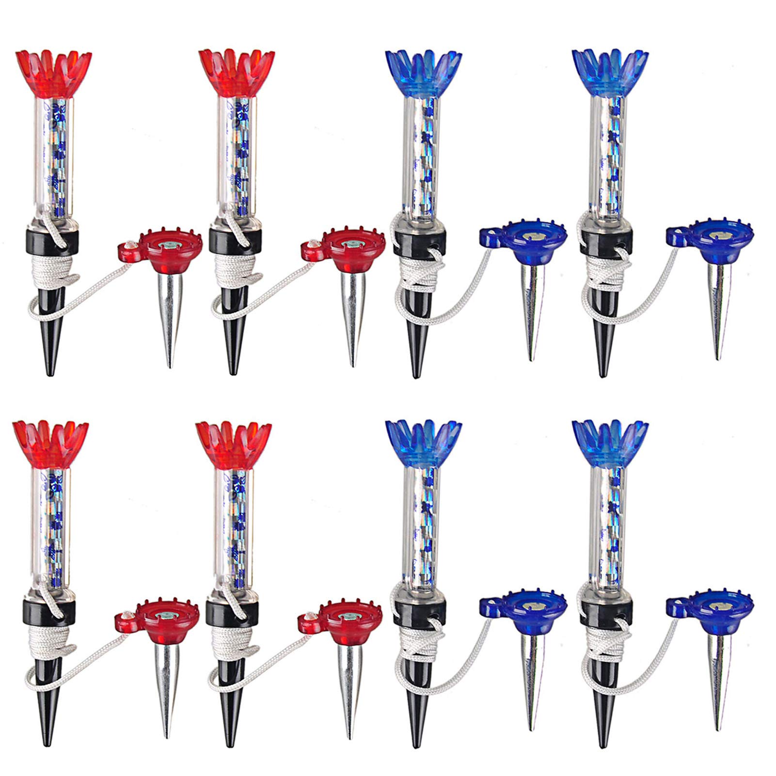 VEASAERS Golf Tees Unbreakable Plastic Magnetic 80 mm Long Bulk Reusable 8 Pack Blue Red Flexible Magnet Tee Lift Step for Men Women Practice Training Set (8 Pack)