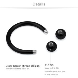 SCERRING 16g Lip Rings Stainless Steel Horseshoe Labret Monroe Nail Tragus Helix Earrings Studs Medusa Piercing Jewelry 8mm 36PCS Black