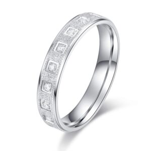 unisex comfort fit sterling silver 4mm simulated diamond full eternity ring sandblasted wedding band (11)