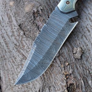 Grace Knives Handmade Damascus Steel Knife Hunting Knife 9.5 inches Fixed Blade Knife With Sheath G-1079 PW