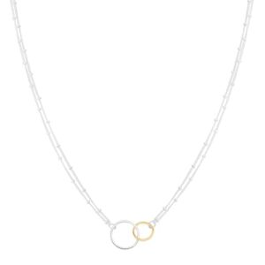 silpada 'pagosa' circle linking station necklace in sterling silver and 14k yellow gold plating, 16" + 2"