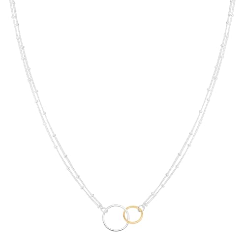 Silpada 'Pagosa' Circle Linking Station Necklace in Sterling Silver and 14K Yellow Gold Plating, 16" + 2"