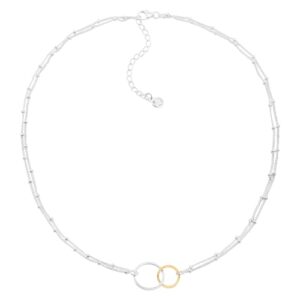 Silpada 'Pagosa' Circle Linking Station Necklace in Sterling Silver and 14K Yellow Gold Plating, 16" + 2"