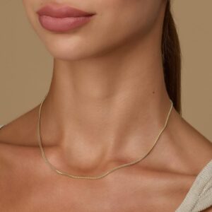 PORI JEWELERS 10K Yellow Gold 1.5mm, 2.5mm Franco Square Box Chain Necklace or Bracelet - Lobster Clasp (1.5MM, 20)