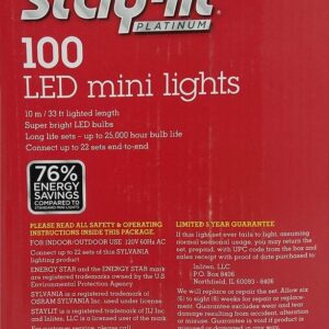 Energy Star Sylvania Stay-Lit Platinum 100 Led Mini Lights (Pure White) (2 Pack)