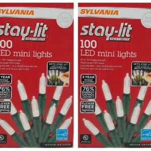 Energy Star Sylvania Stay-Lit Platinum 100 Led Mini Lights (Pure White) (2 Pack)