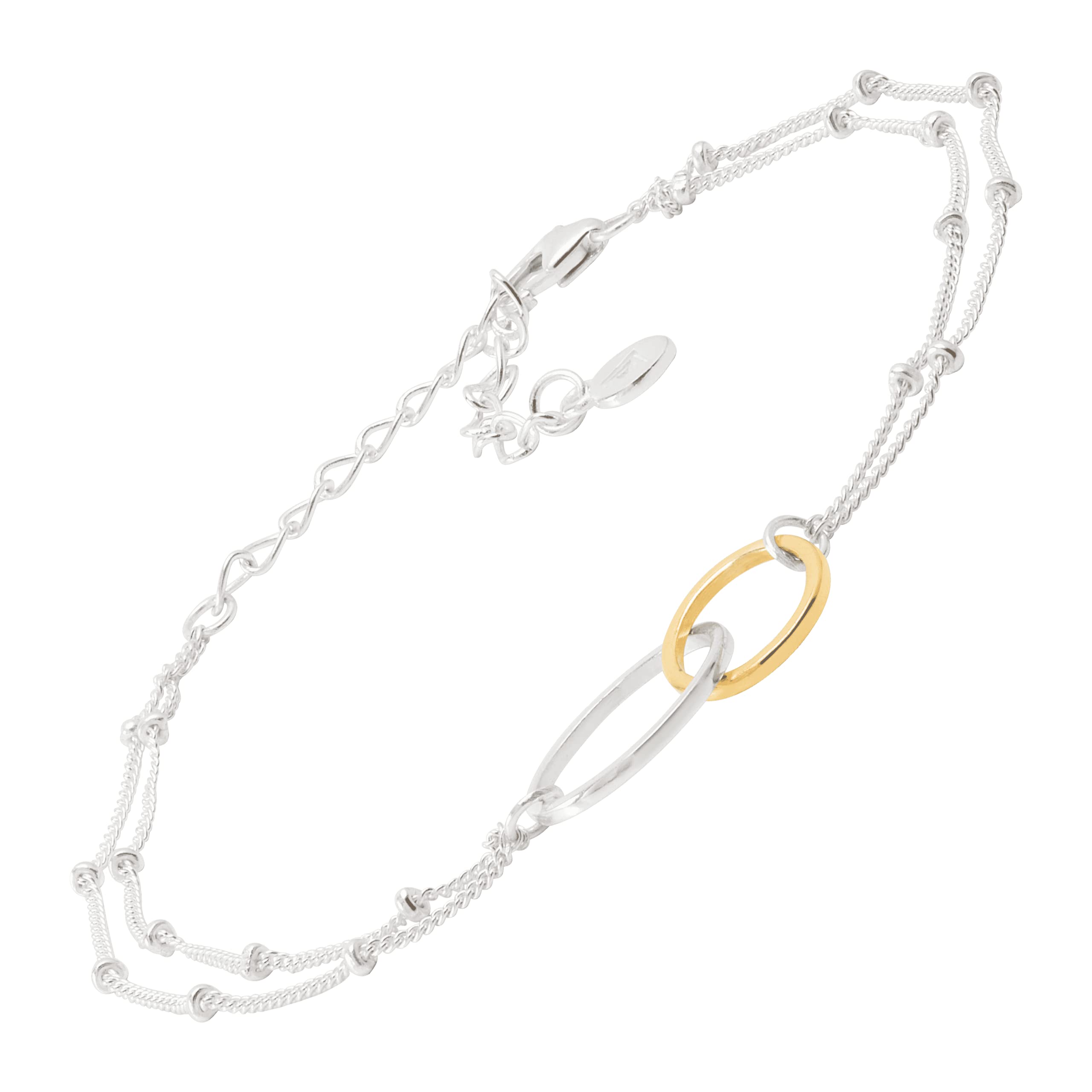 Silpada 'Pagosa' Circle Linking Station Bracelet in 14K Yellow Gold Plated Sterling Silver, 7.5" + 2"