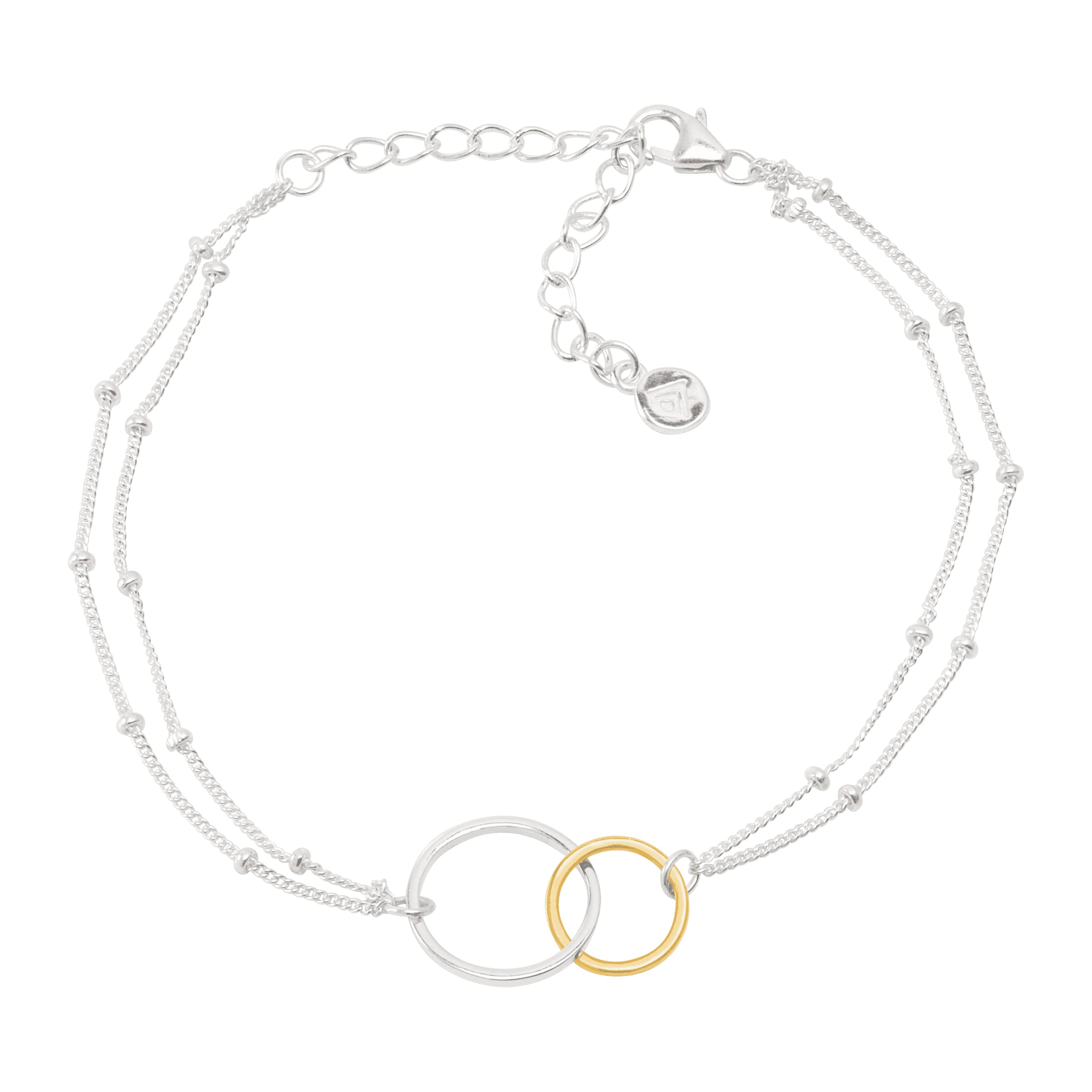 Silpada 'Pagosa' Circle Linking Station Bracelet in 14K Yellow Gold Plated Sterling Silver, 7.5" + 2"