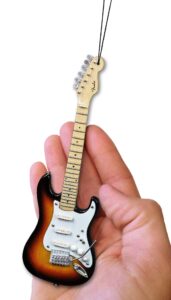 fanmerch 6" collectible sunburst fender stratocaster guitar - miniature guitar replica