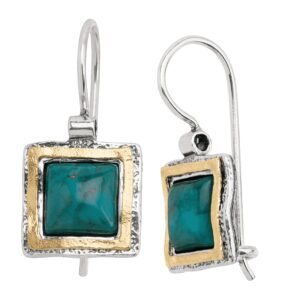 silpada 'emerald lake' compressed turquoise drop earrings in sterling silver & 14k gold plate