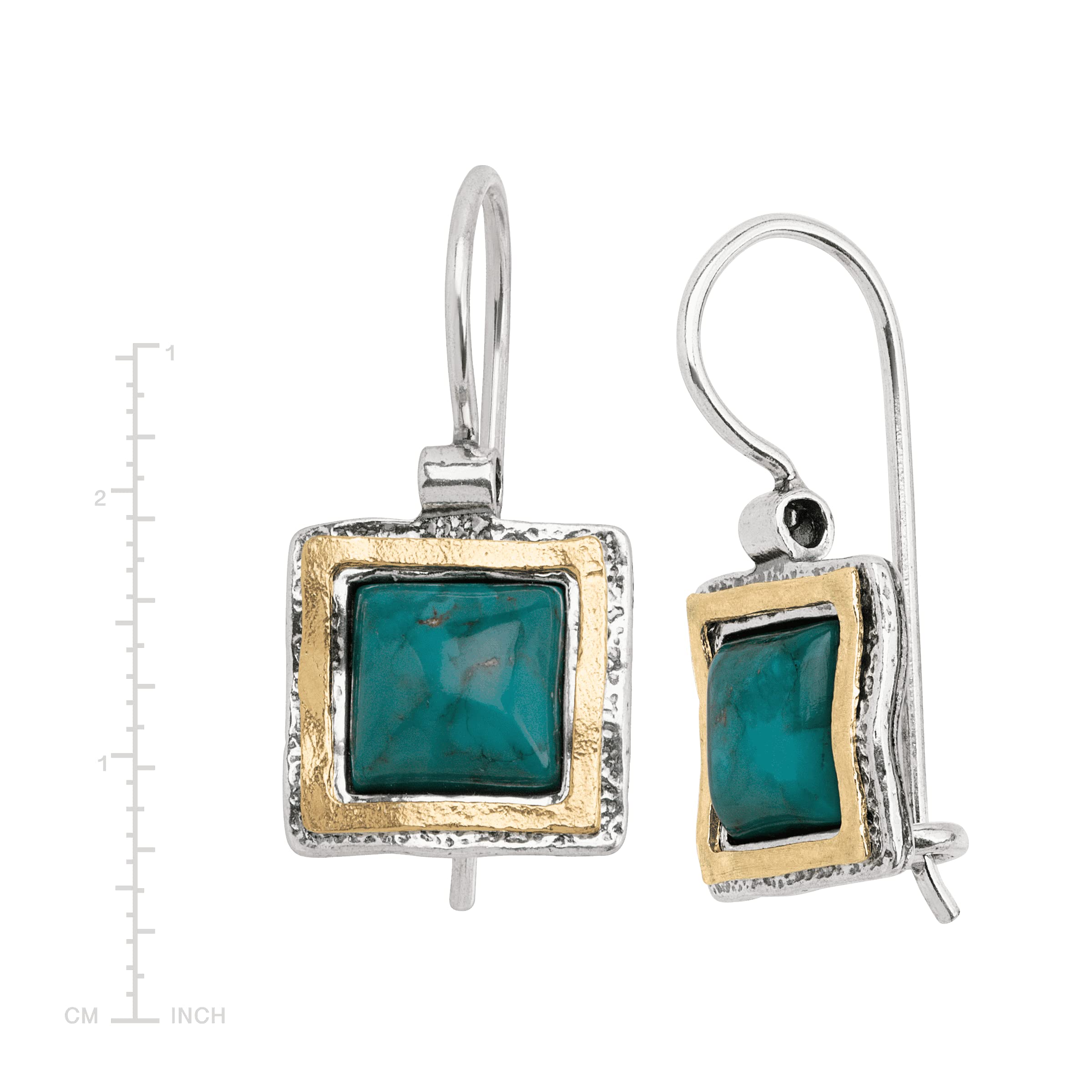 Silpada 'Emerald Lake' Compressed Turquoise Drop Earrings in Sterling Silver & 14K Gold Plate