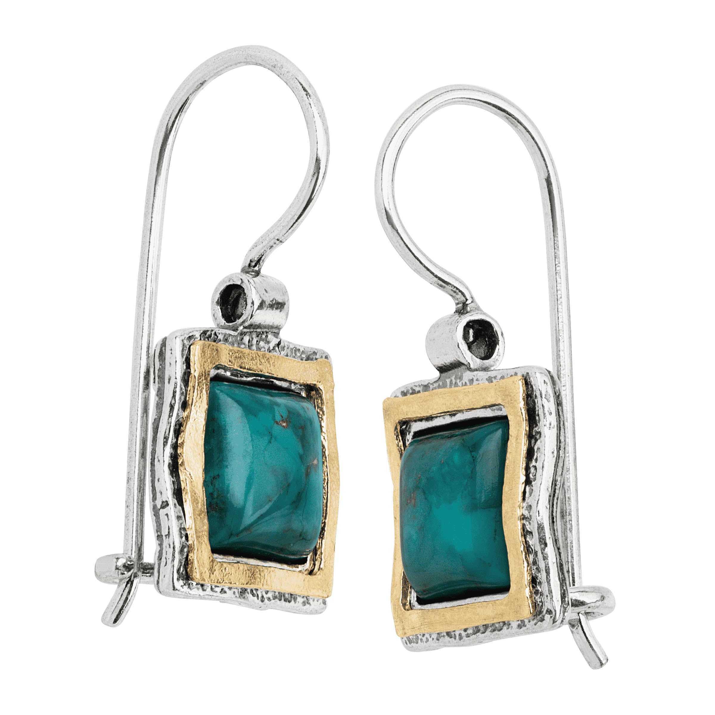 Silpada 'Emerald Lake' Compressed Turquoise Drop Earrings in Sterling Silver & 14K Gold Plate