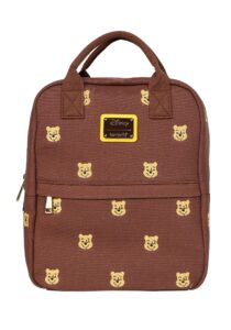 loungefly x winnie the pooh embroidered canvas backpack (one size, brown multi)