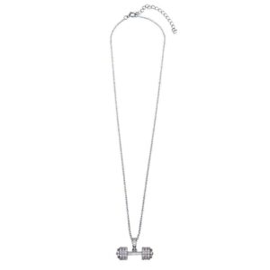 SURANO DESIGN JEWELRY Sterling Silver Necklace with CZ Stones 3D (3 dimensional) Dumbbell Pendant