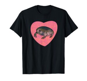 cute black desert rain frog love heart t-shirt